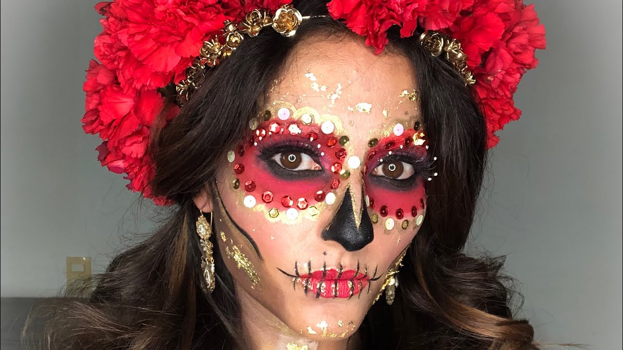 Red Catrina Makeup Tutorial - YouTube