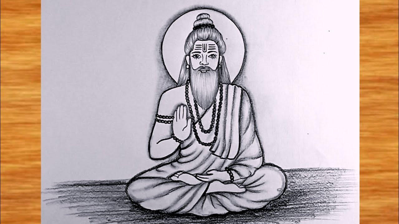 Guru Purnima Drawing with pencil || Gurudev Drawing || Pencil drawing ...