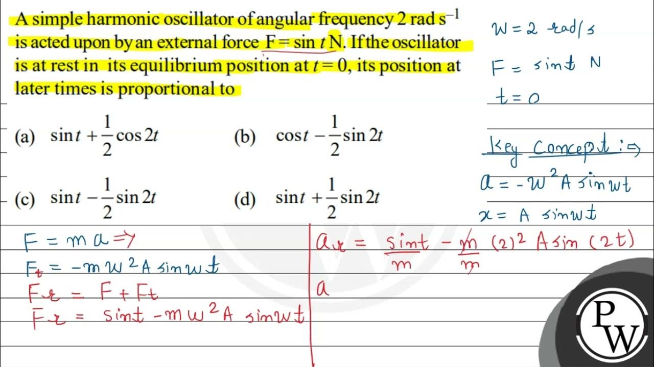 A simple harmonic oscillator of angular frequency \( 2 \mathrm{rad ...