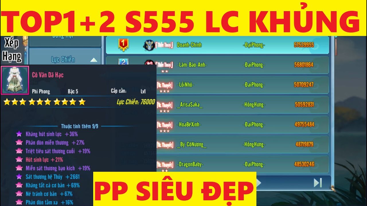 Review VLTKM - TOP 1 Lực Chiến S555 Khủng hơn cả TOP 1 liên SV Camry ở cấp 269 - Phi Phong quá ...