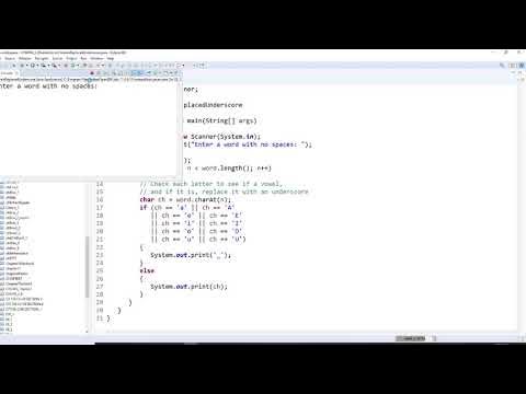 JAVA, CH6, while loop, read a word and print the string, all vowels ...