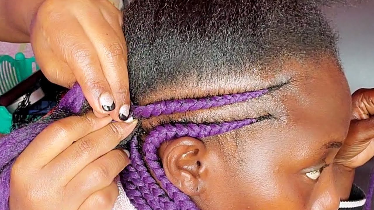 How To: Lines / Cornrows / Pencil Using Brazilian Wool - YouTube