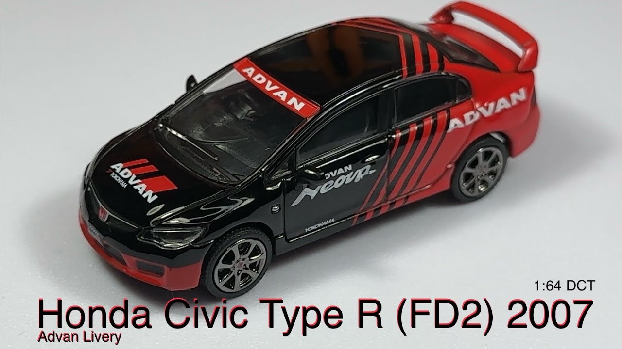 Unboxing DCT 1:64 Honda Civic Type R (FD2) 2007 - Advan Livery ...