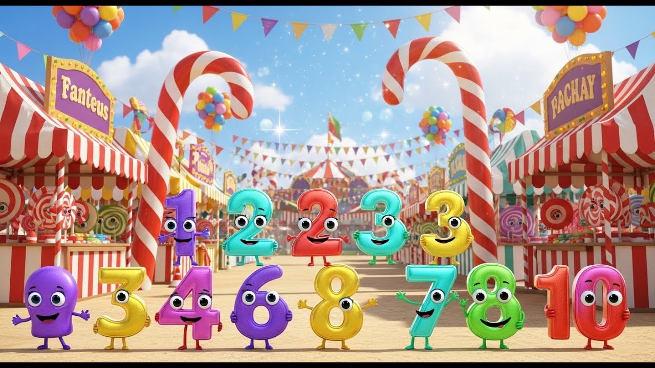 One to Ten at the Candy Fair 🍬🎡 | Learn Numbers for Kids | Fun Counting ...