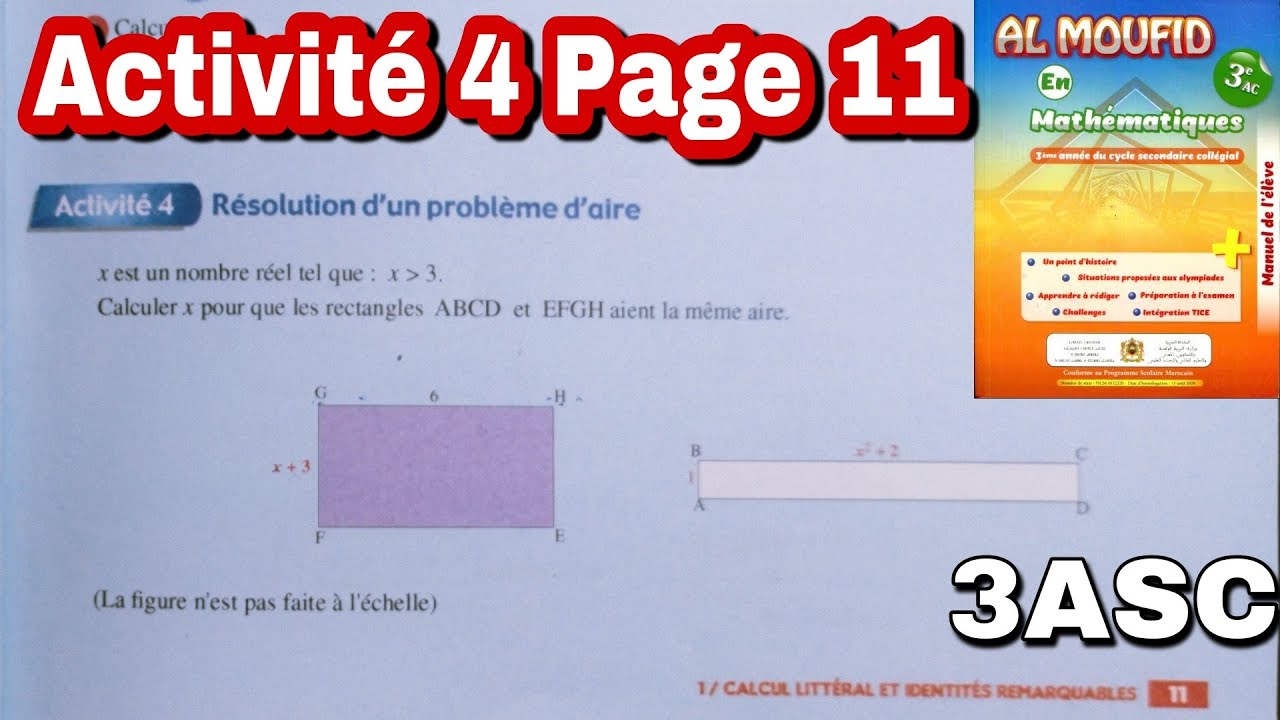Al Moufid En Mathématiques 3AC Page 11 Activité 4 | Calcul littéral et ...