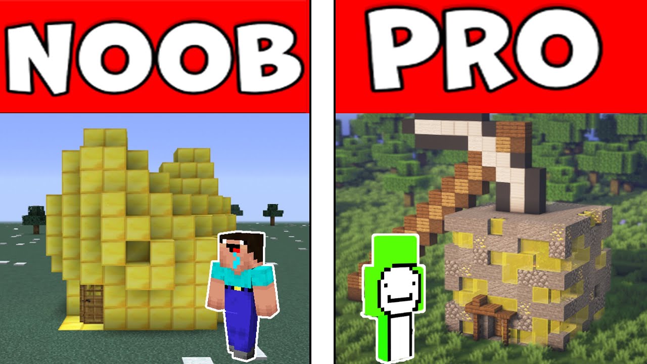 Minecraft battle: who will build a beautiful golden house? / Noob vs ...
