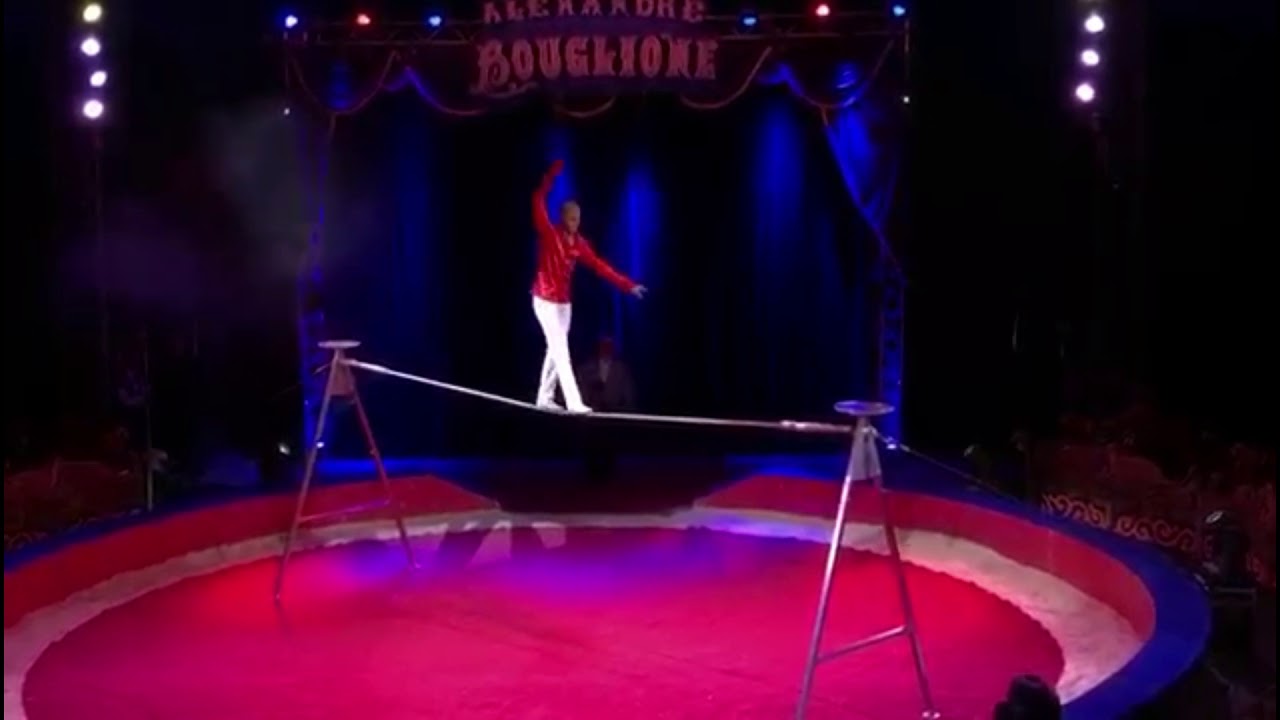 Low Wire Bouncing Rope Acrobatics Cuban Circus Act Performance ...
