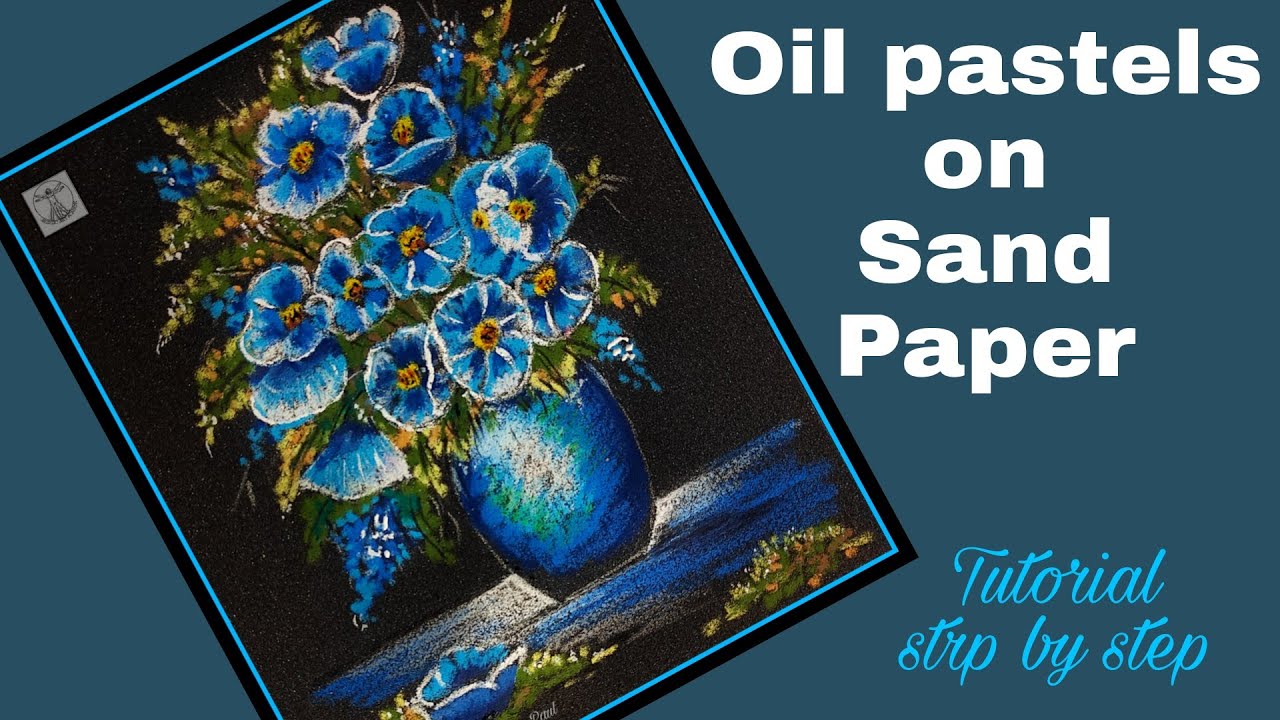Sandpaper painting with oil pastel/Easy flower vase / For Beginners ...
