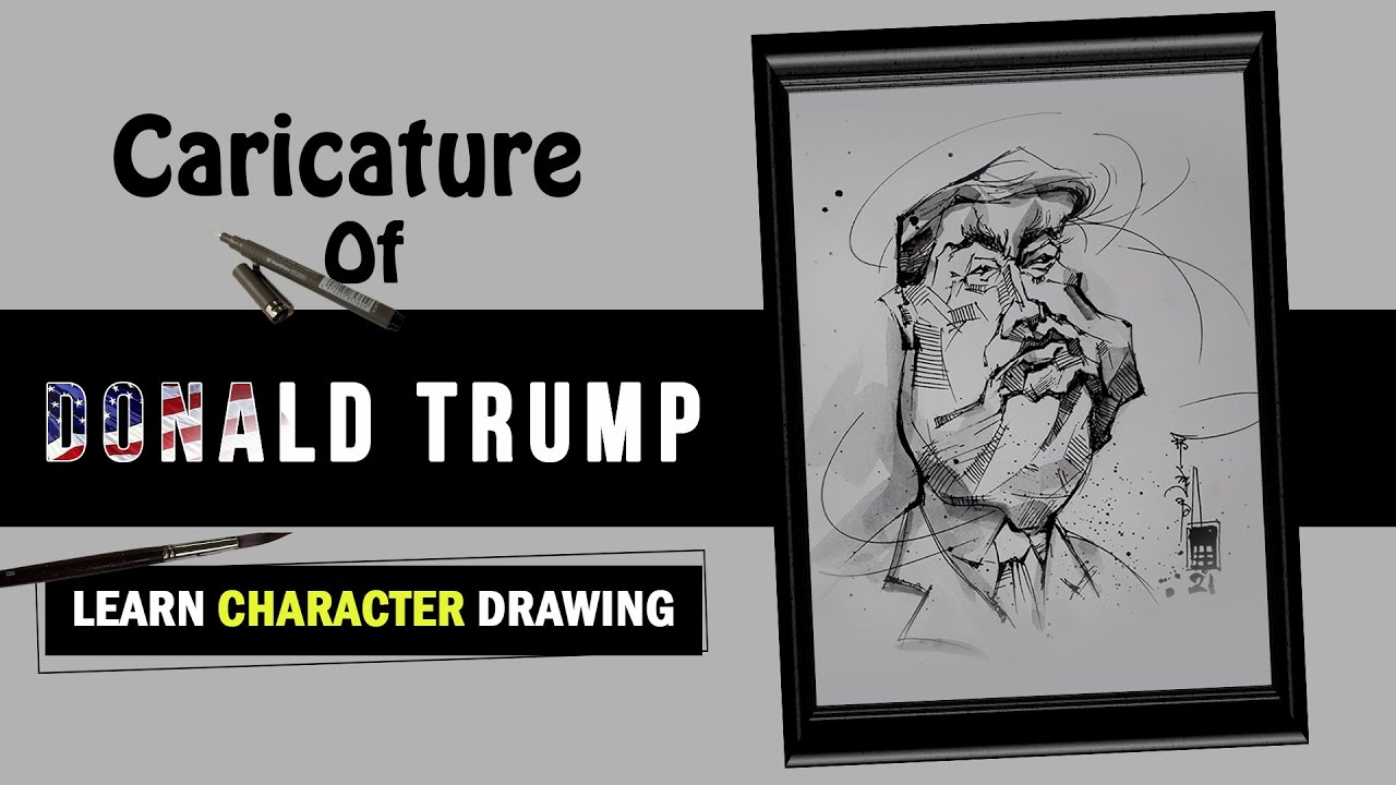A Caricature of Donald Trump | Portrait Drawing of Trump | Learn Easy ...