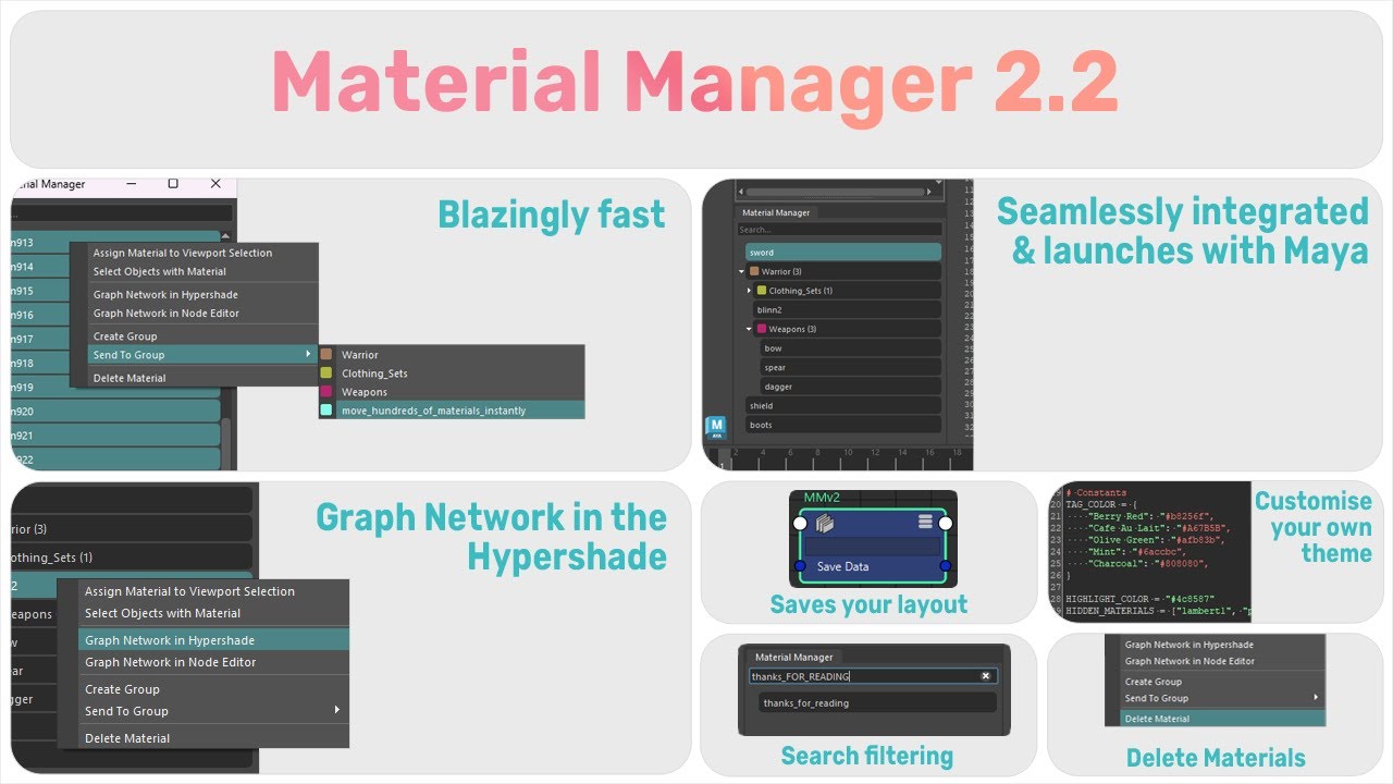 Material Manager FREE Update v2.2 for Autodesk Maya - YouTube