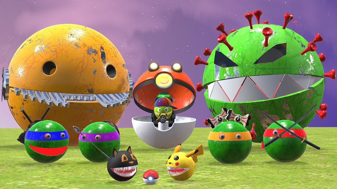 ROBOT PACMAN VS MONSTER PACMAN AND NINJA PACMAN USE POKEMON - YouTube