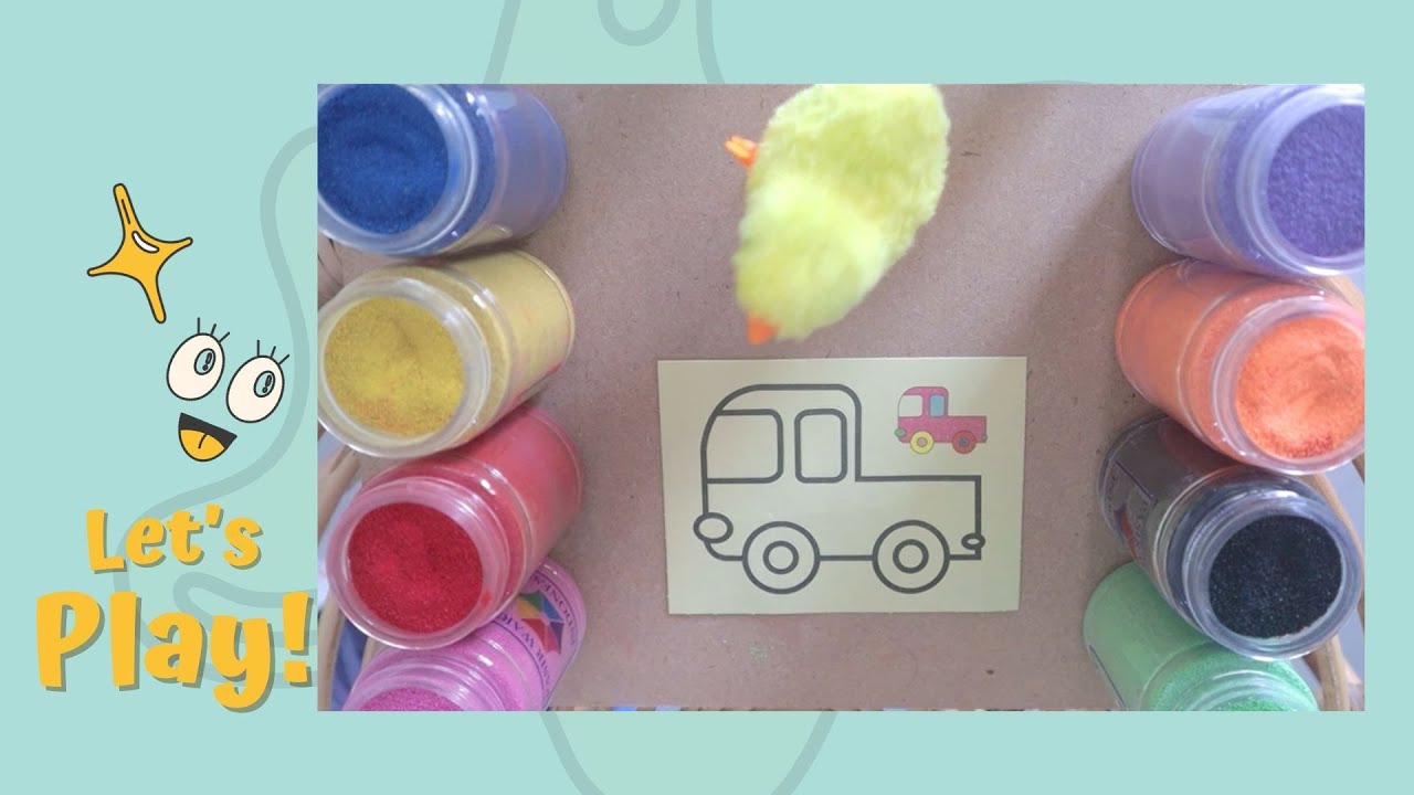 Sand Painting and Coloring Tiny Car - YouTube