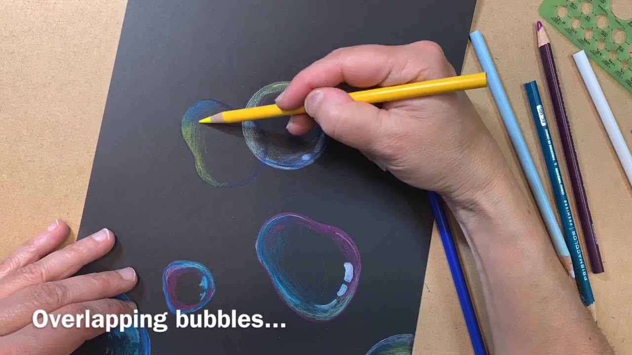 How to draw realistic Soap Bubbles with colored pencils, Tutorial - YouTube