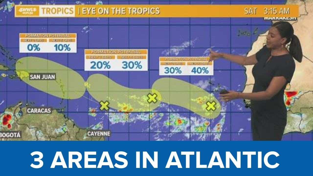 Saturday tropical update: 3 areas being watched in Atlantic - YouTube