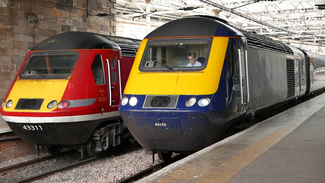 Class 43 Nos. 43176, 43310, 43311, 43037 at Edinburgh Waverley 21/8/19 ...