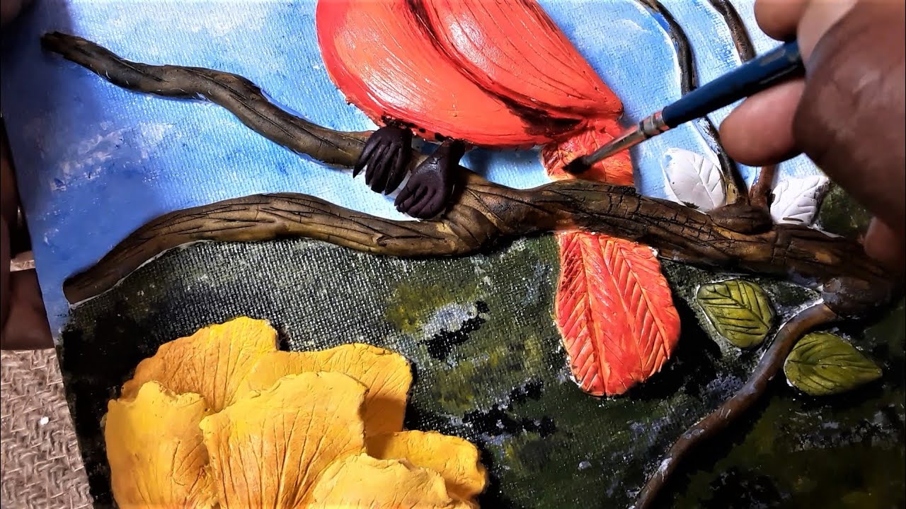 3Dpainting using wall putty/wallputtycrafts/Reliefpainting/flower diy ...