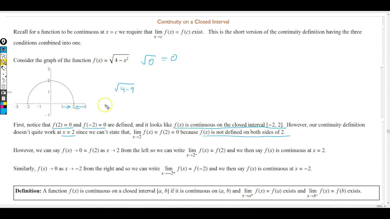 Calculus 1: Limits 14 Continuity on Closed Intervals - YouTube