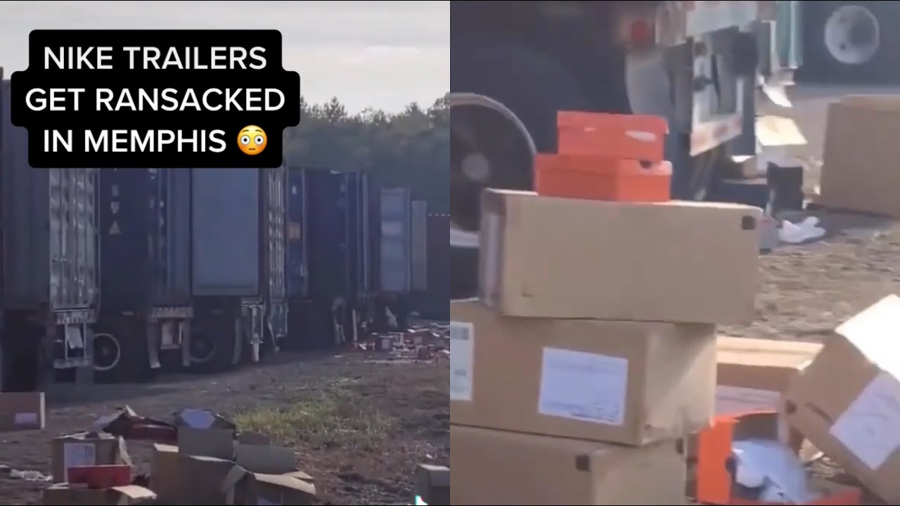 Nike Trailers Get Ransacked In Memphis, 1000's of Shoes Stolen - YouTube