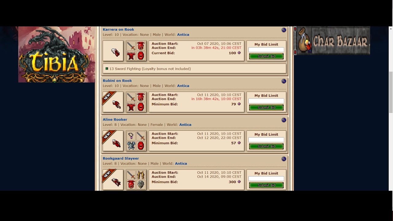 Tibia Oszuści na Char Bazaar Uważaj! - YouTube