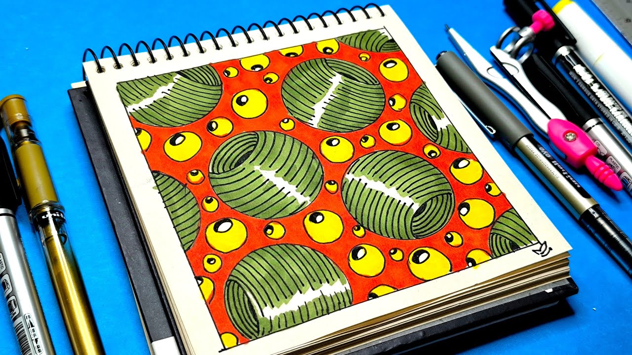 Colorful Zen doodle Pattern Ideas for beginners || Zentangle patterns ...