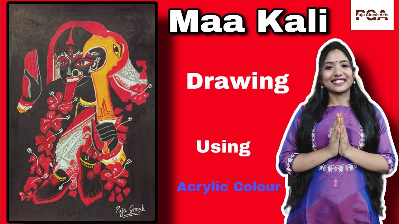 #makali How To Draw Maa Kali🙏🌺 ll Acrylic Colour Painting ll Puja Ghosh ...