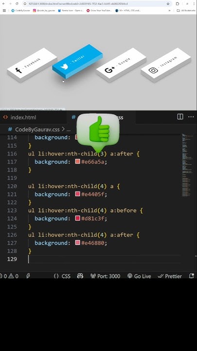 🧊 3D CSS Social Tiles with Hover Animation | #webdevelopment #coding #animation #shorts - YouTube