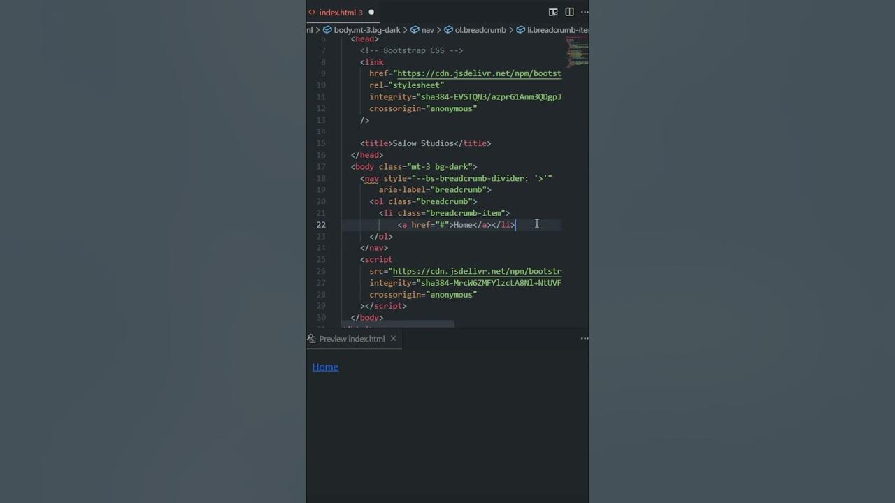 Breadcrumb using Bootstrap 5 #shorts #coding - YouTube