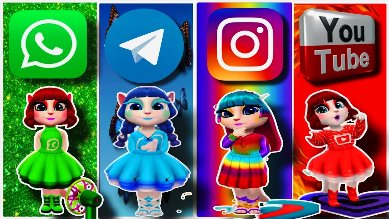 💘👛My talking angela 2 🥳 Social media WhatsApp vs Telegram vs Instagram ...