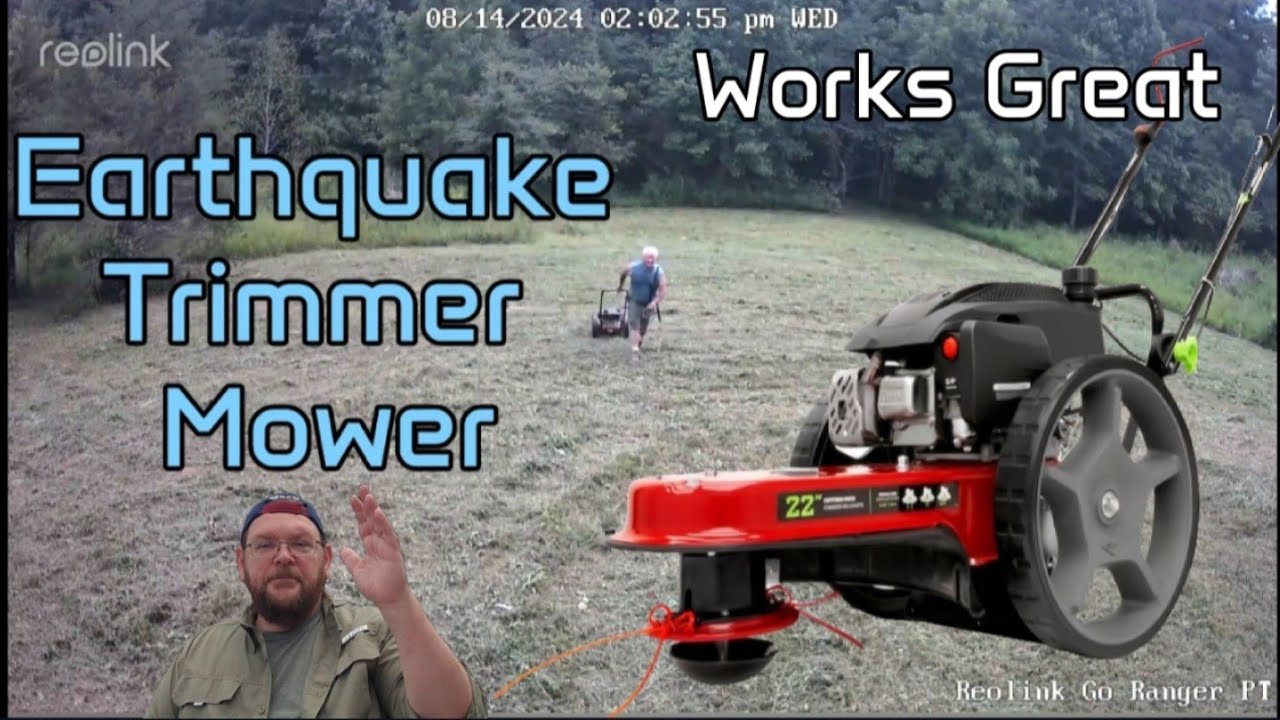 Tring out the new Earthquake trimmer mower on the property. - YouTube