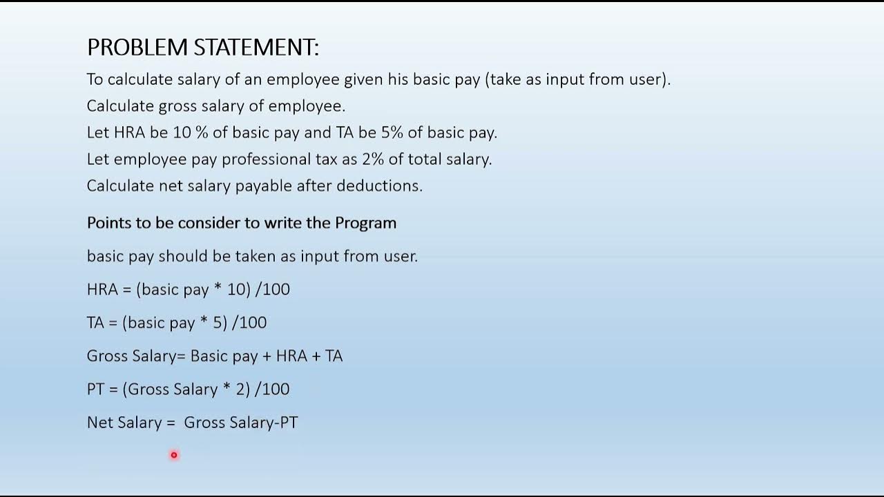Python Program to Calculate Net Salary of Employee - YouTube