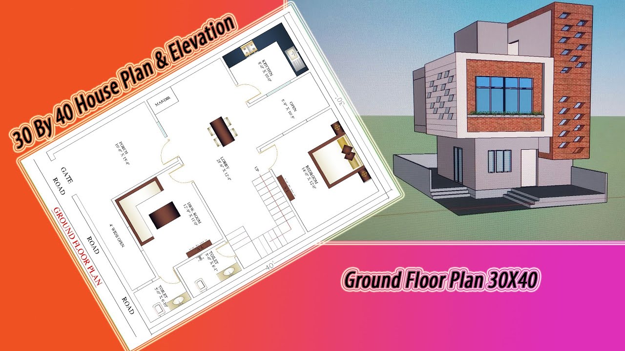 30 X 40 House plan| layout plan | Elevation | House Designs | AutoCAD ...