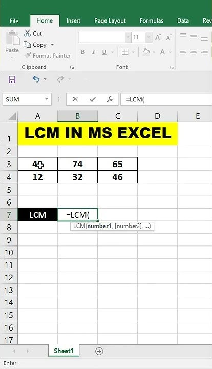MATH LCM FORMULA IN MS EXCEL - YouTube