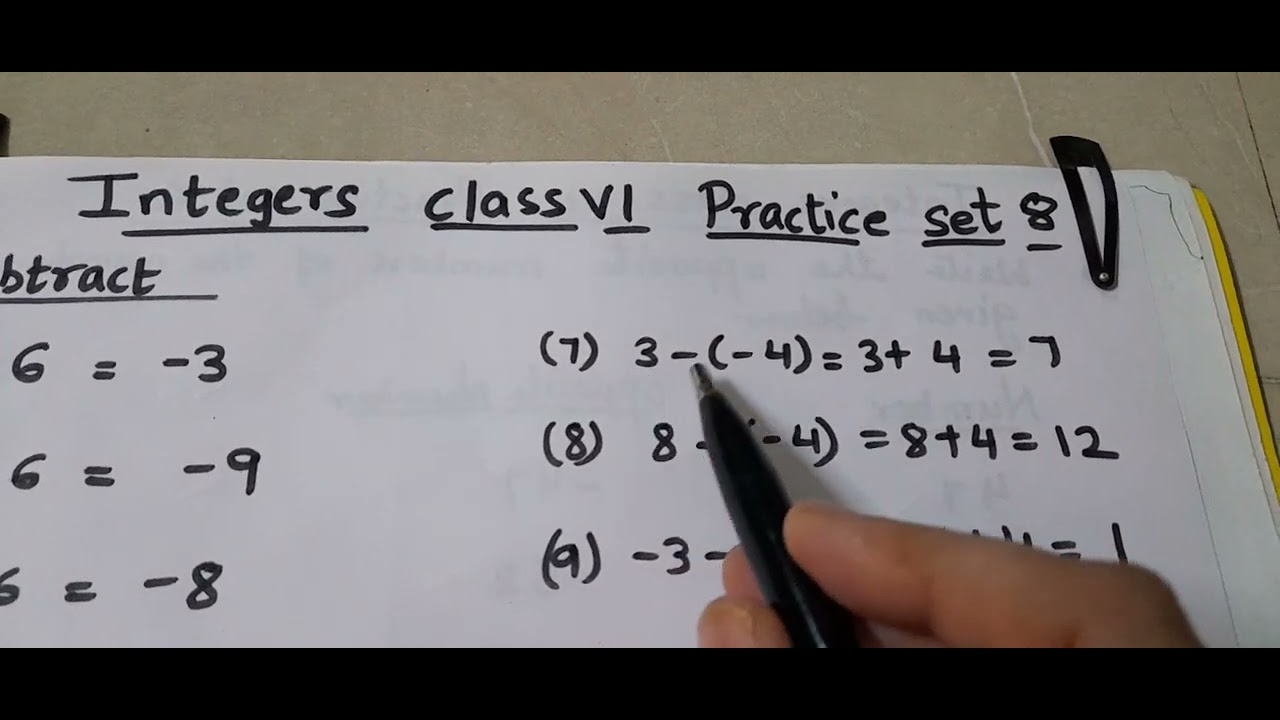 Integers (Class 6) practice set 8 #learnmaths #education #matheducation ...