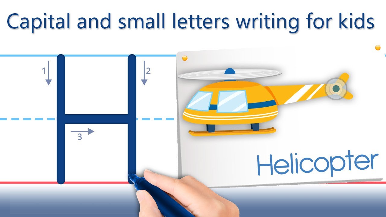 How to write letter "H". English capital and small letters. For kids ...