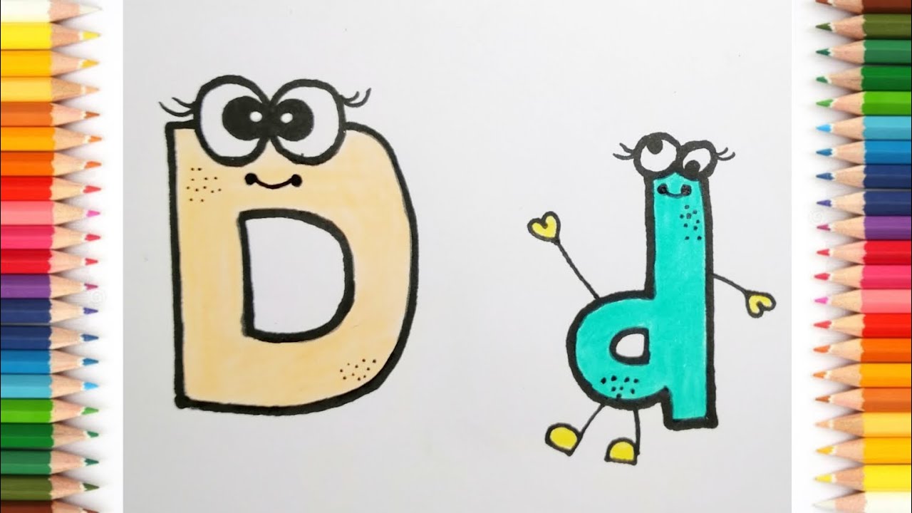 Alphabet D fun drawing || Learn how to draw D step by step || Kids ...
