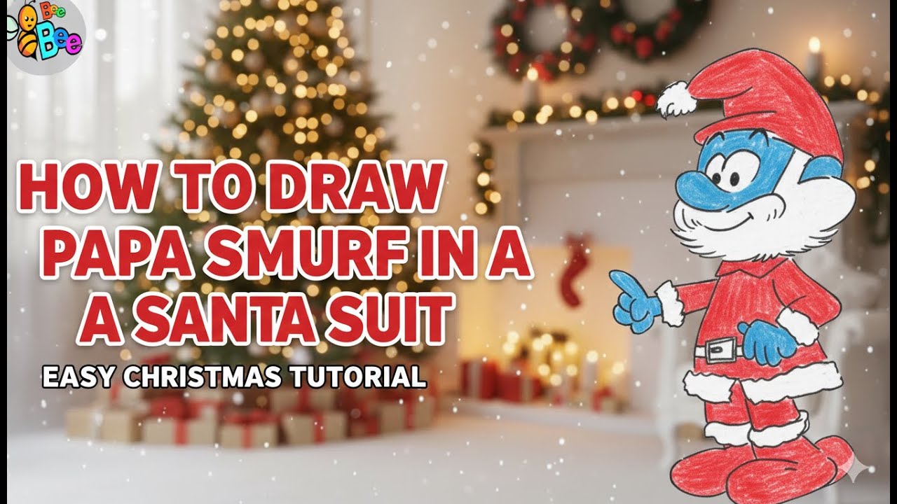 How to Draw Papa Smurf in a Santa Suit | Easy Christmas Drawing - YouTube