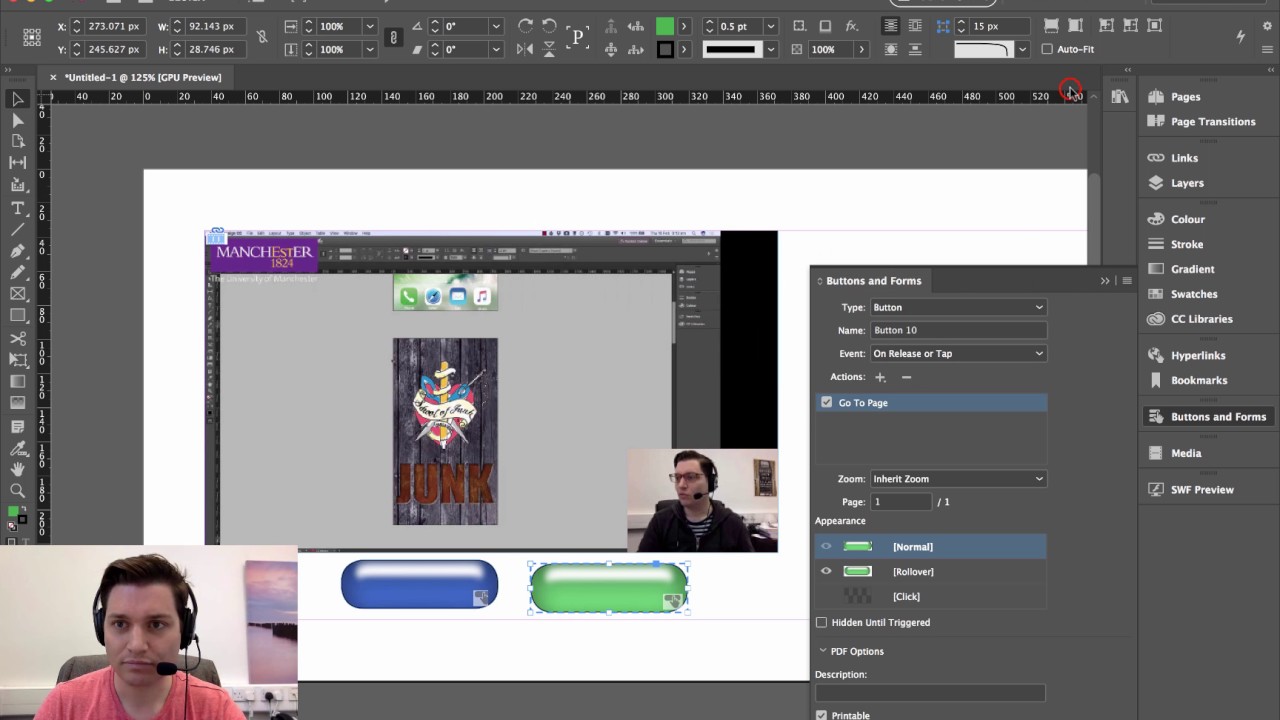 InDesign CC: Add Sample Buttons: Interactivity | Design eLearning - YouTube