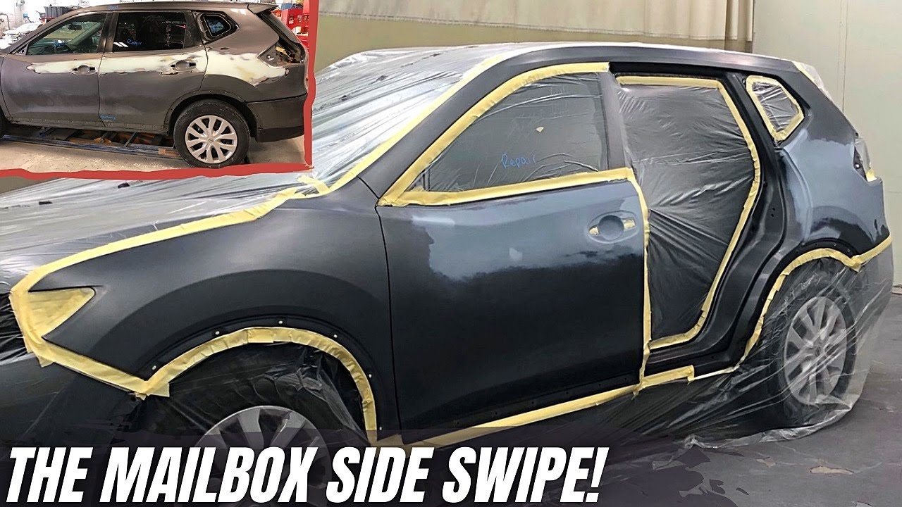 This car slide off the road and side swiped a mailbox! #autobody # ...