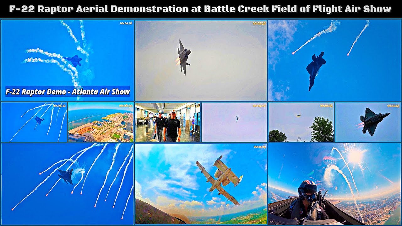 F-22 Raptor Aerial Demonstration at Battle Creek Field of Flight Air ...