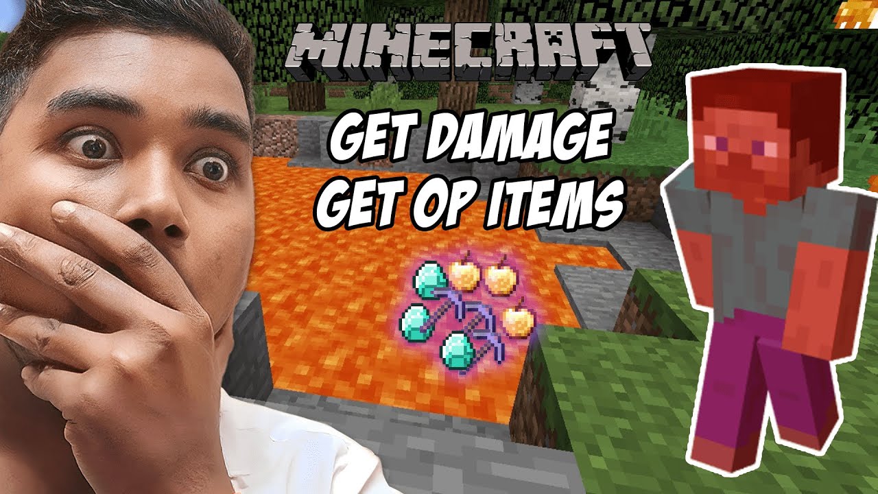 Minecraft But, Get Damage Get OP Items - YouTube