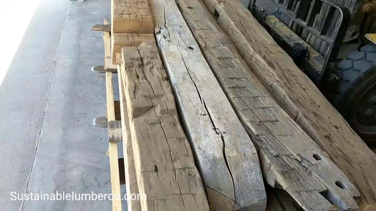 Reclaimed hardwood beams - YouTube