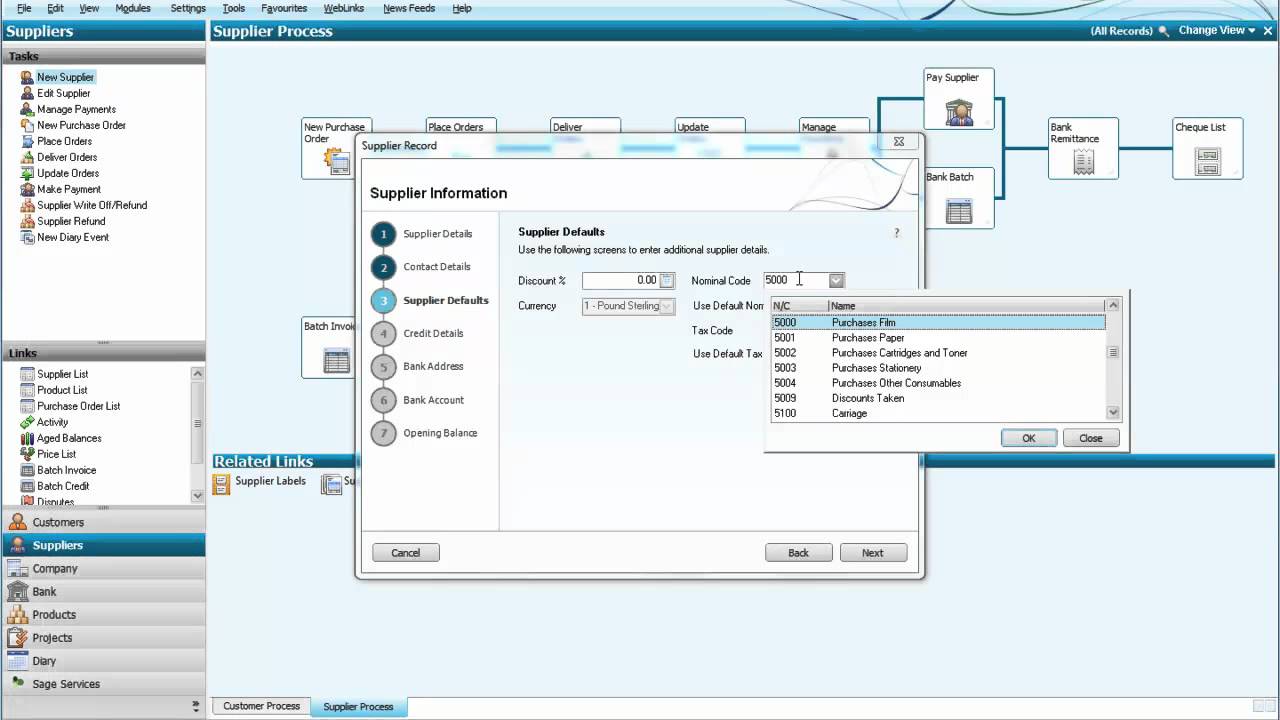 Sage Line 50 Enter a new supplier - YouTube