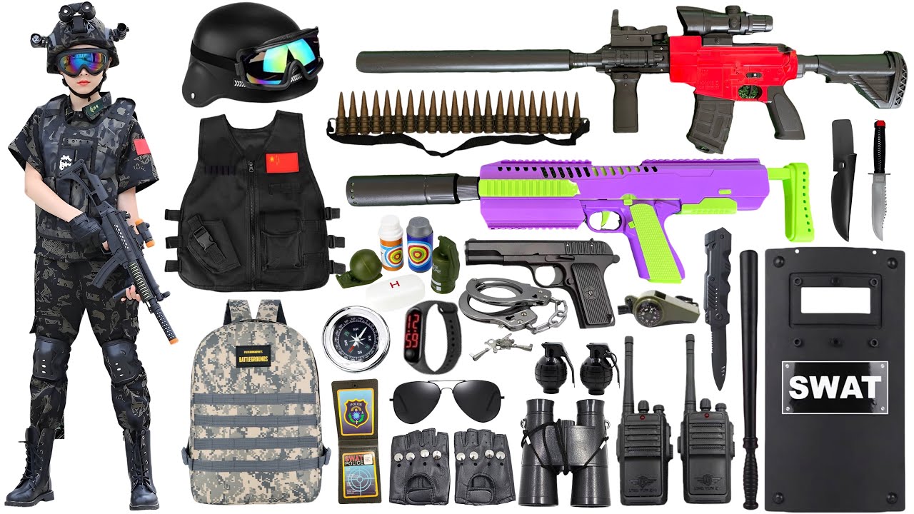 Special police weapon toy set unboxing, M1911 toy pistol, M416 rifle ...