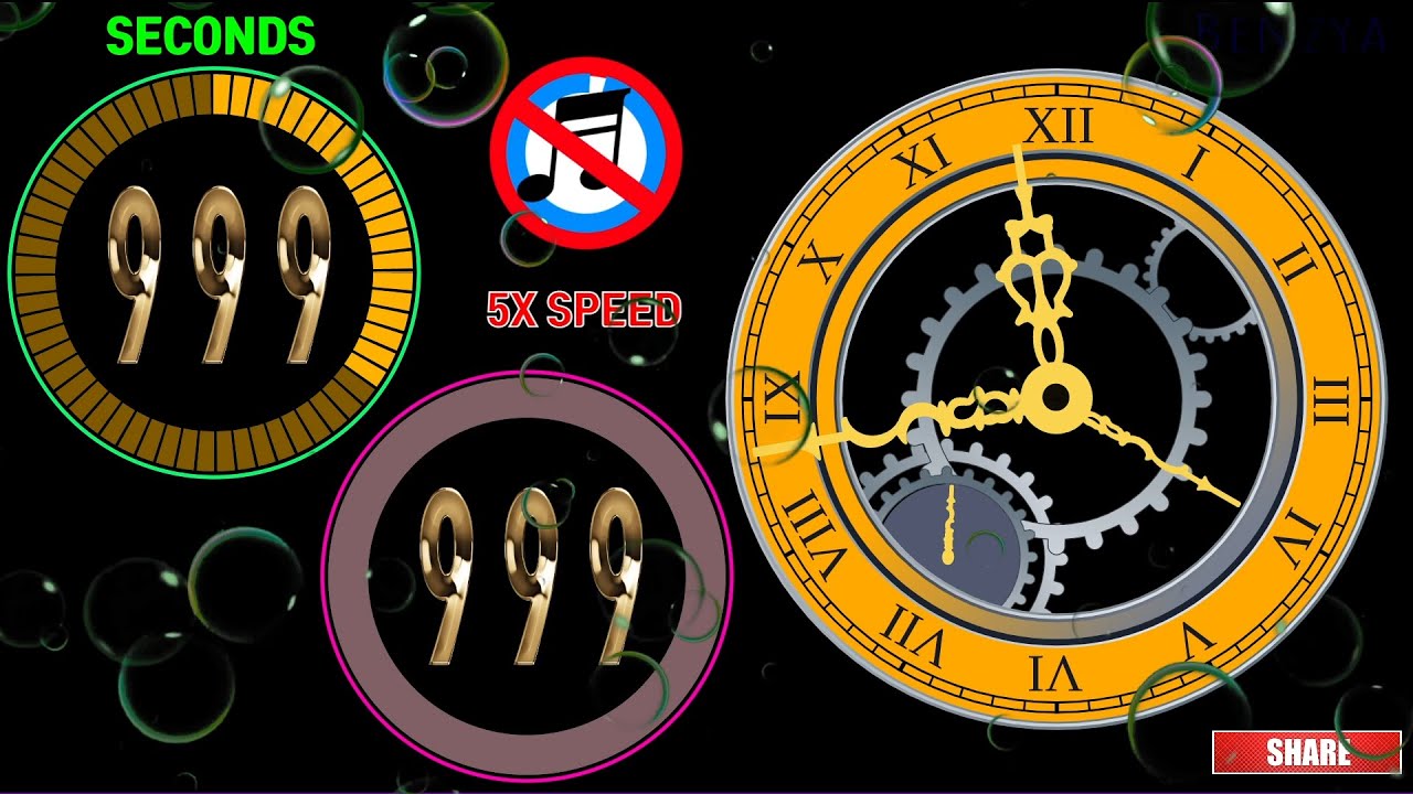 [Speed 5x] Roman clock & Colorful circle 999.999 seconds timer countdown alarm🔔 - YouTube
