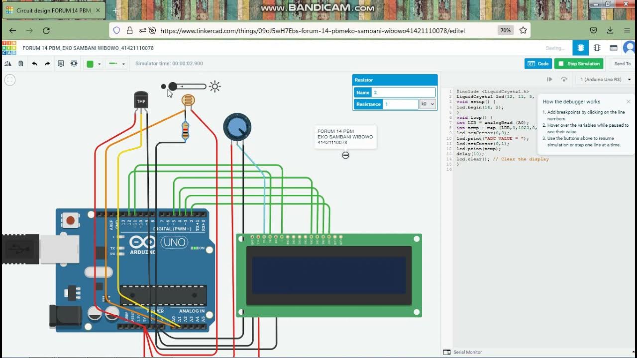 Simulasi Arduino TinkerCad Dengan LCD, Sensor LDR, LM35 & Ultrasonik - YouTube