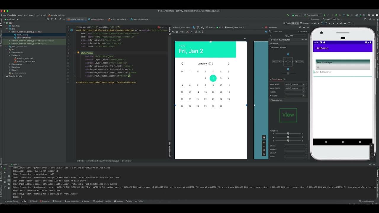Sử dụng DatePicker trong Android - YouTube
