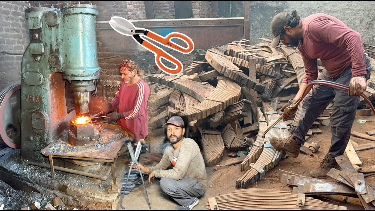 Recycling Process of Old Leaf Springs to Make Iron Cutting Scissor ...