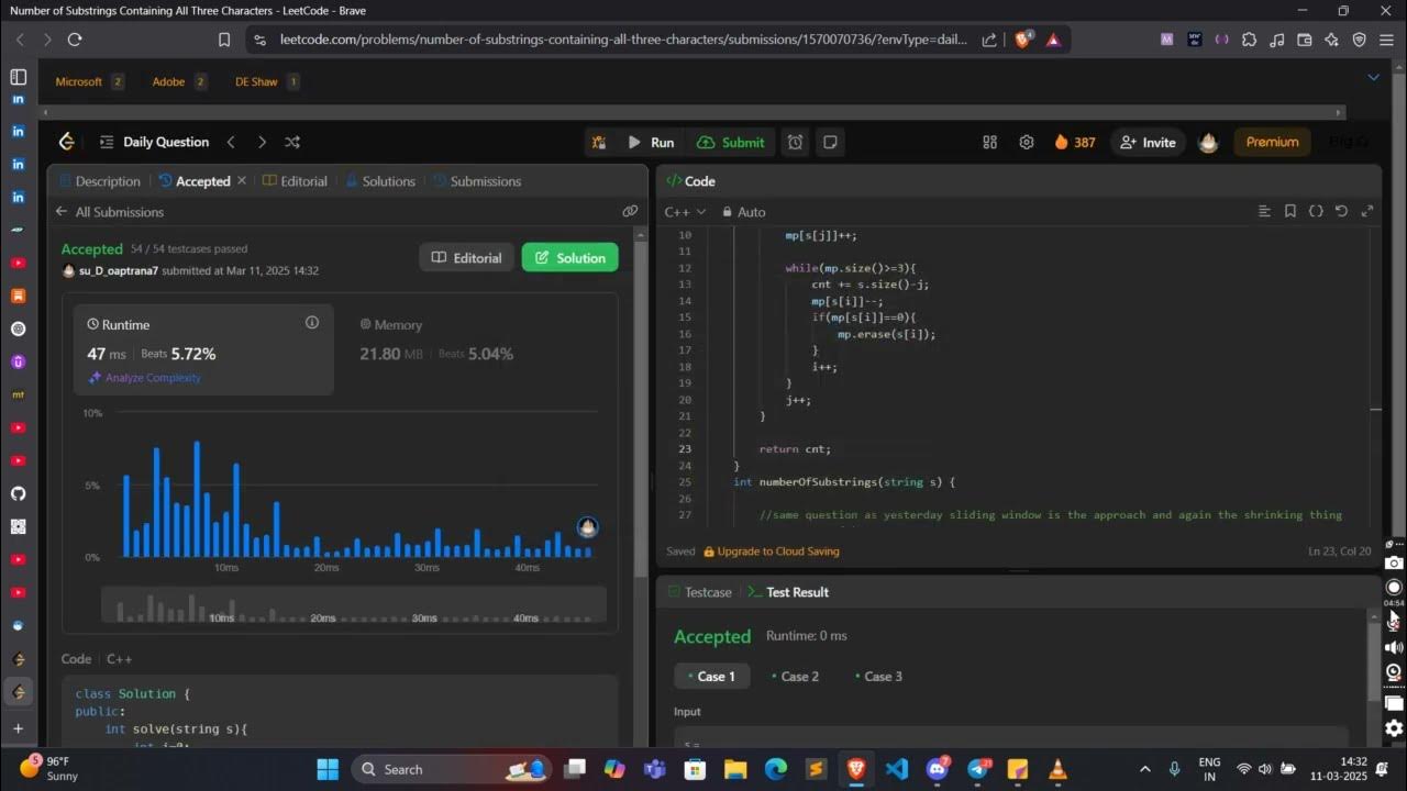 1358. Number of Substrings Containing All Three Characters || LC Daily ...