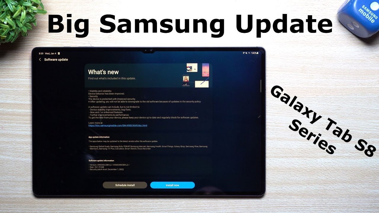 Large Samsung Galaxy Tab S8 Series Update - YouTube