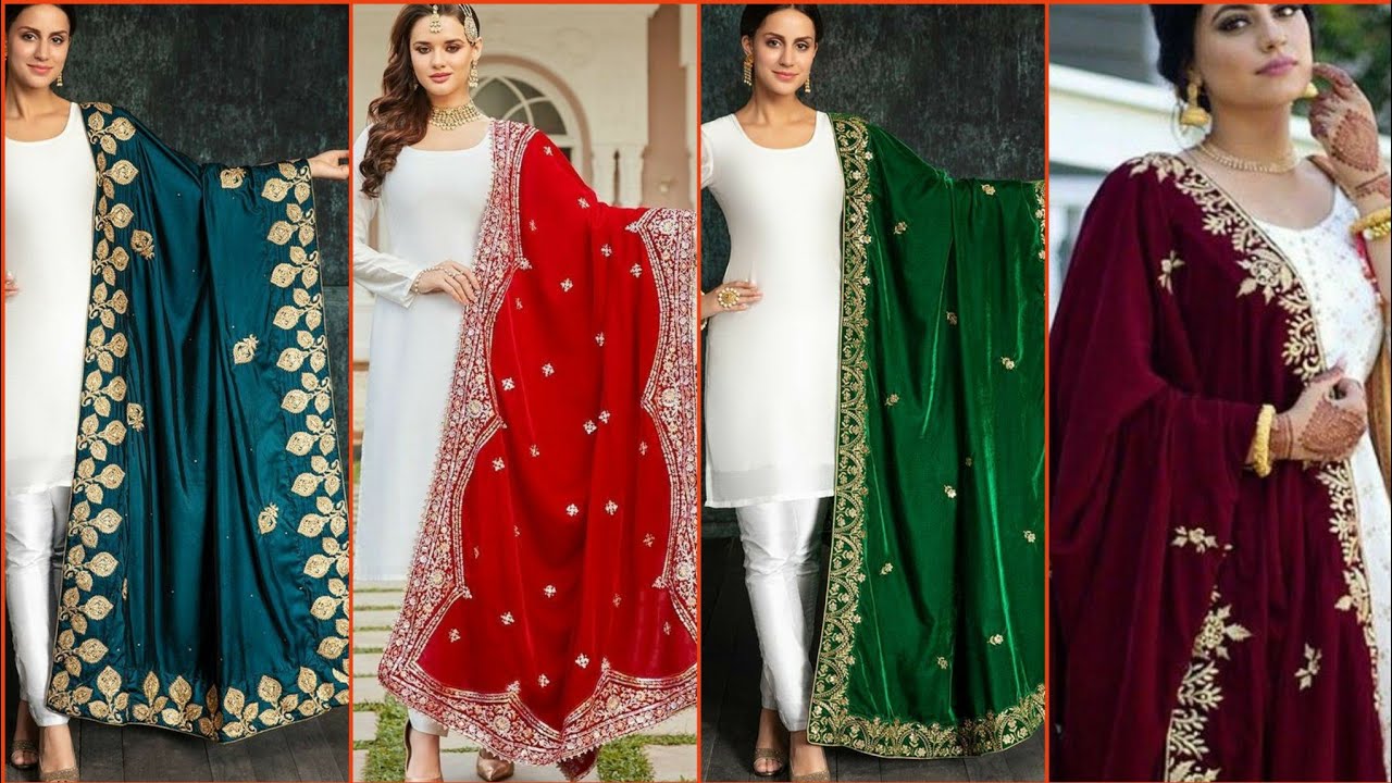 latest & stylish velvet shawls design for women //2022"2023 velvet ...